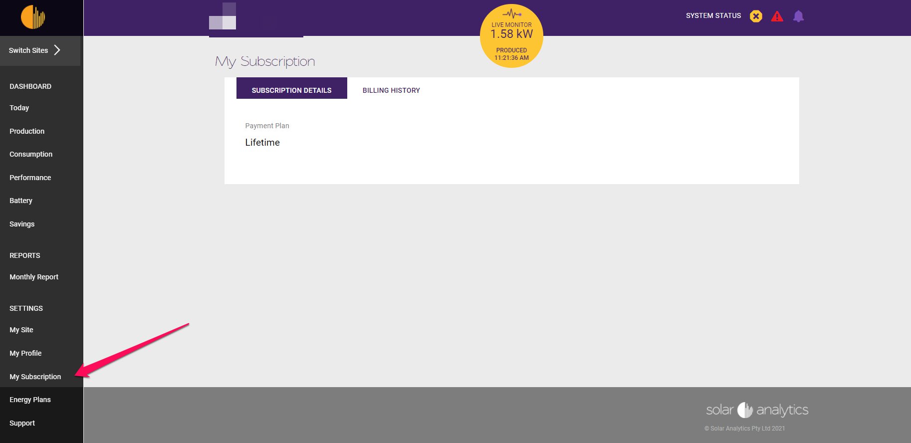 Solar Analytics Subscription Invoice Download