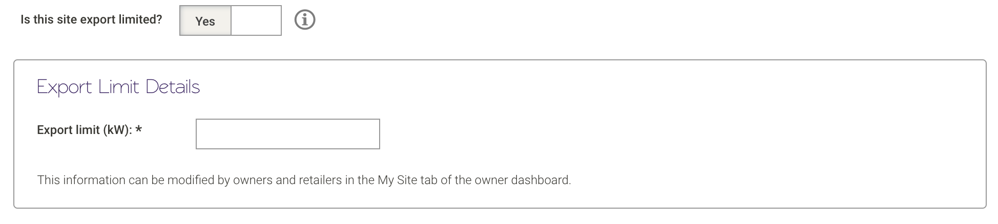 Export Limited Sites Adjustment - Details